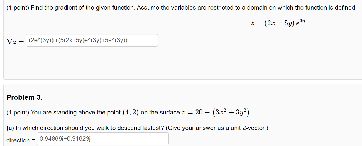 Solved ∇z Problem 3. (1 point) You are standing above the | Chegg.com
