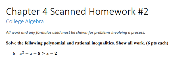 Solved Chapter 4 Scanned Homework #2 College Algebra All | Chegg.com