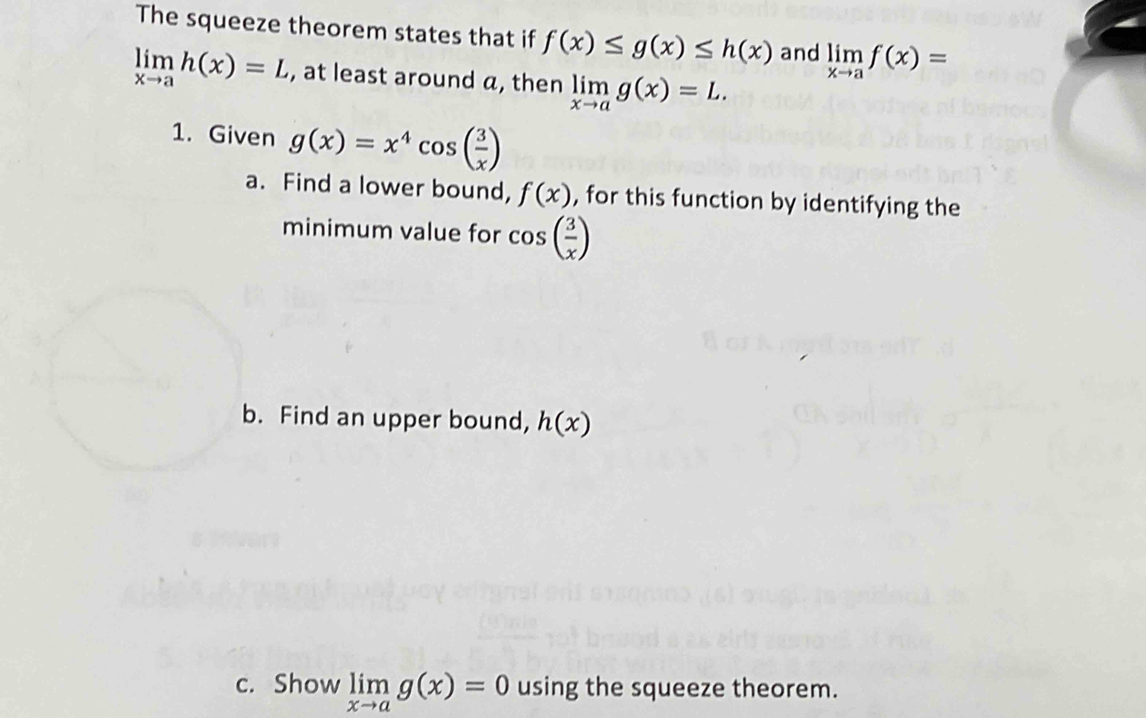 Solved The squeeze theorem states that if f(x)≤g(x)≤h(x) | Chegg.com