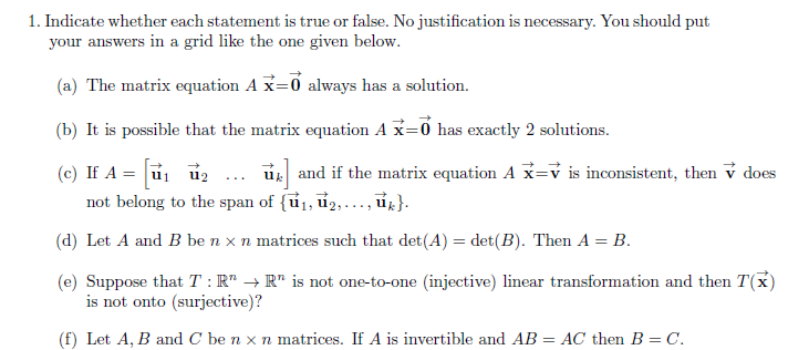 Solved Indicate whether each statement is true or false. No | Chegg.com
