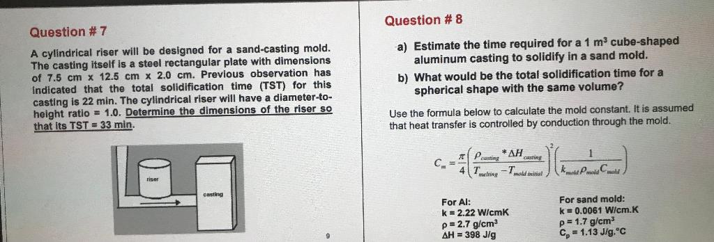 Solved Question \# 7 A cylindrical riser will be designed | Chegg.com