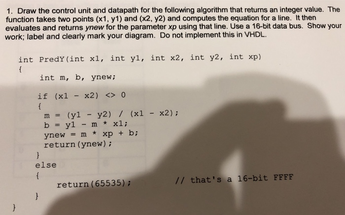 Solved 1. Draw the control unit and datapath for the | Chegg.com