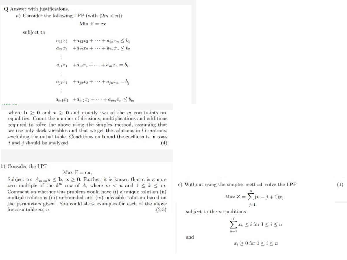 Solved Q Answer with justifications. a) Consider the | Chegg.com