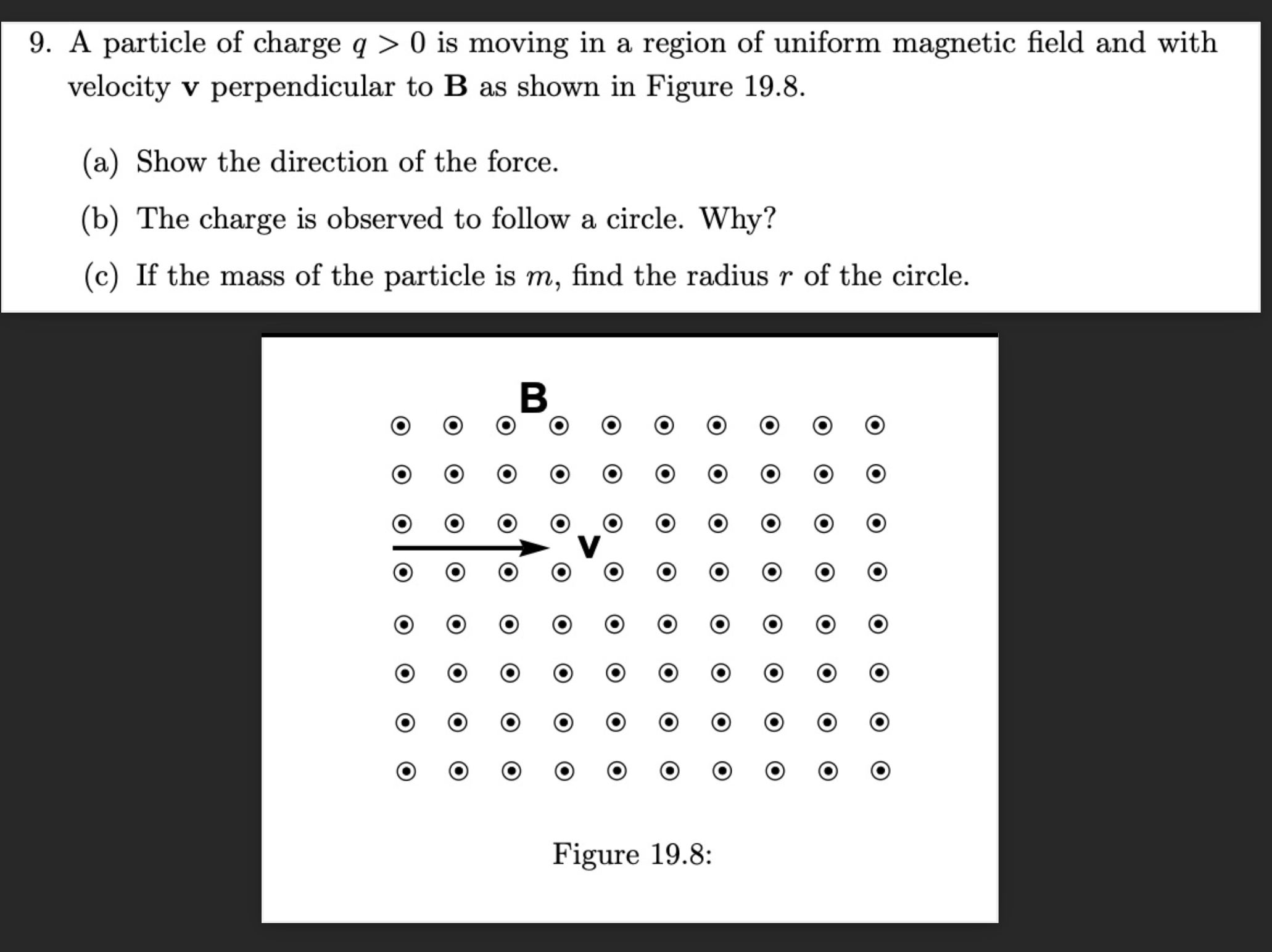 Solved A particle of charge q>0 ﻿is moving in a region of | Chegg.com