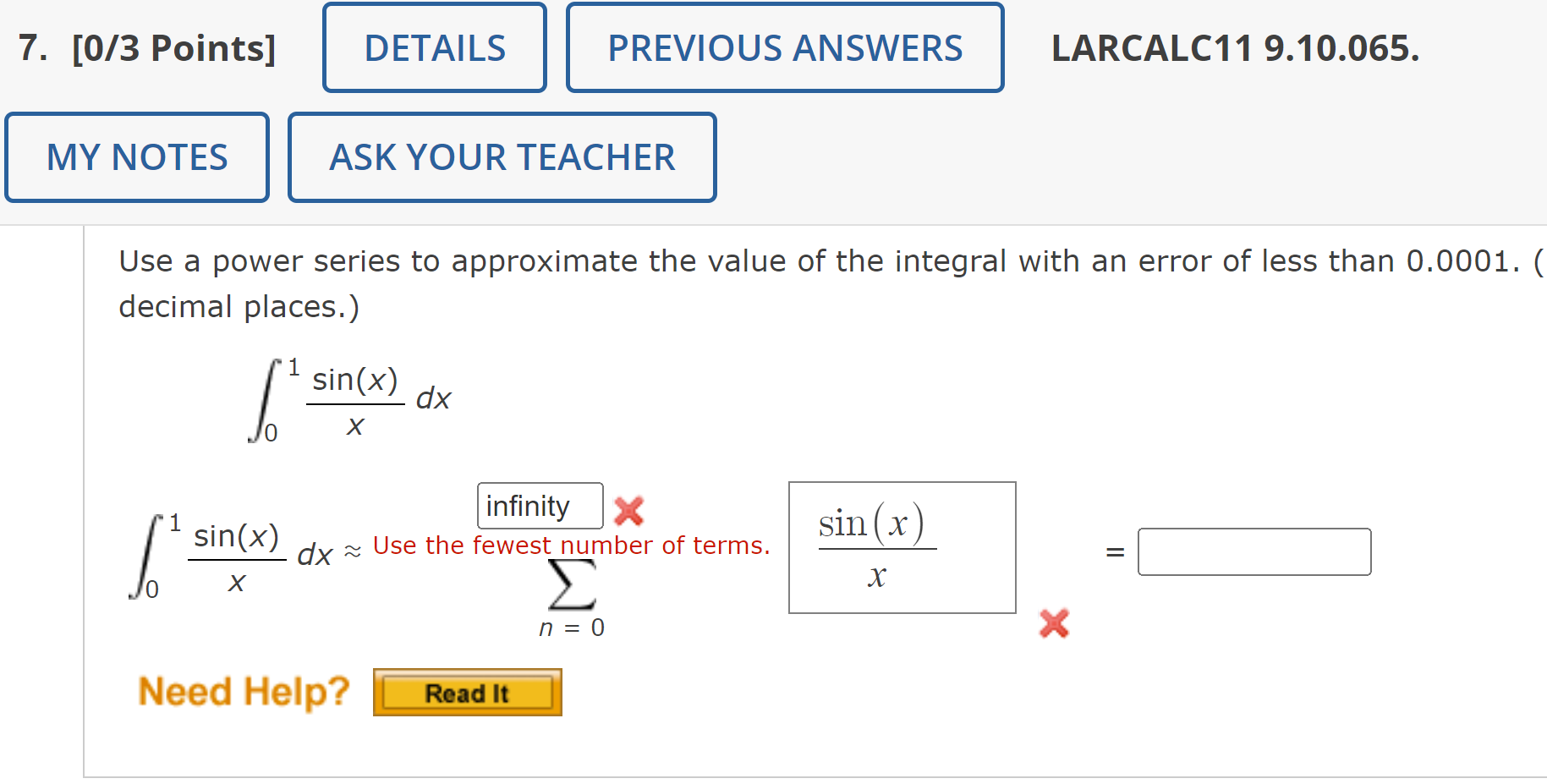 Solved Use a power series to approximate the value of the | Chegg.com