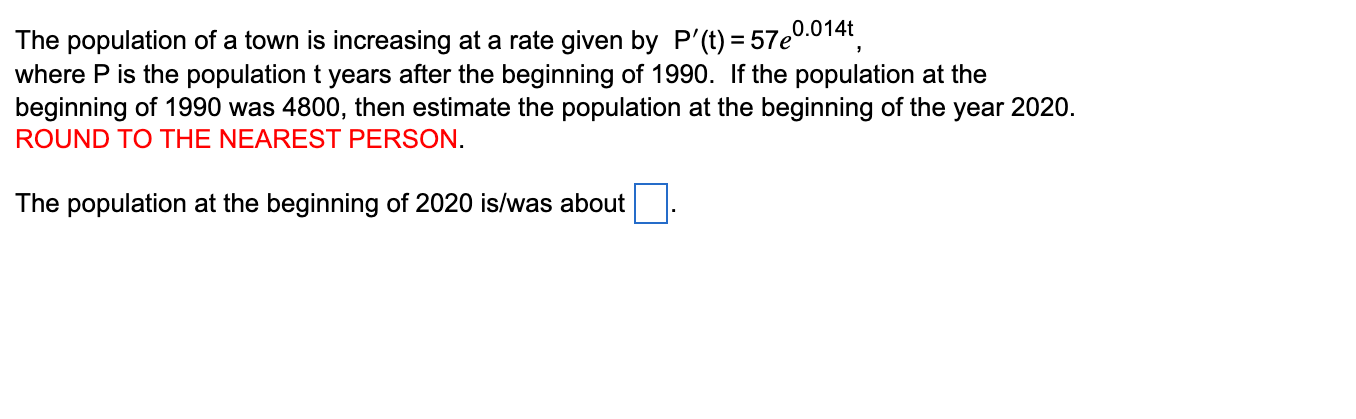 Solved The population of a town is increasing at a rate | Chegg.com