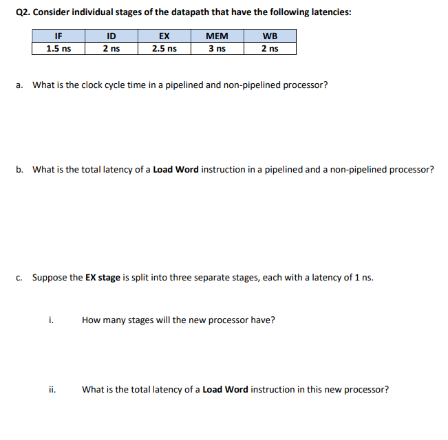 Solved Q2. Consider individual stages of the datapath that | Chegg.com