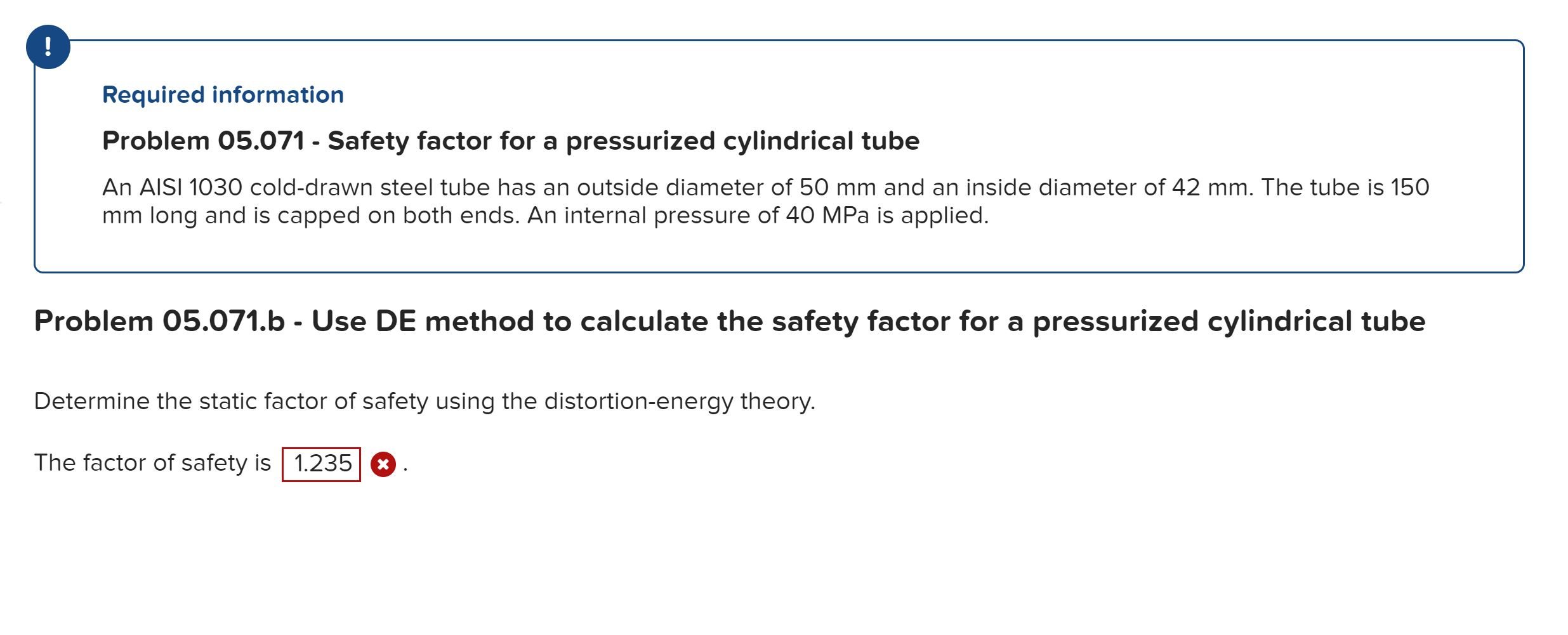 Solved Required information Problem 05.071 - Safety factor | Chegg.com