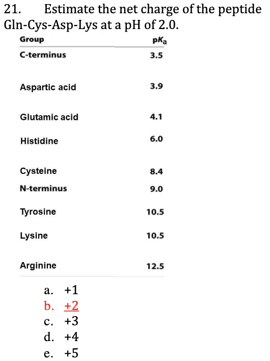 Solved 21. Estimate the net charge of the peptide | Chegg.com