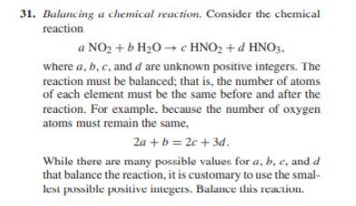 Solved 31. Balancing a chemical reaction. Consider the | Chegg.com