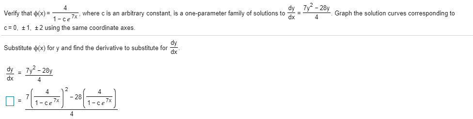 Solved Verify that $(x)= — , where c is an arbitrary | Chegg.com