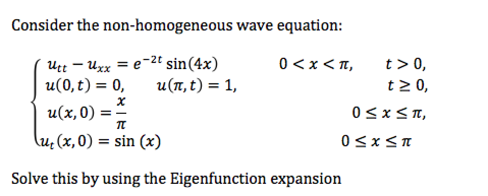 Solved Consider the non-homogeneous wave equation: Utt – Uxx | Chegg.com