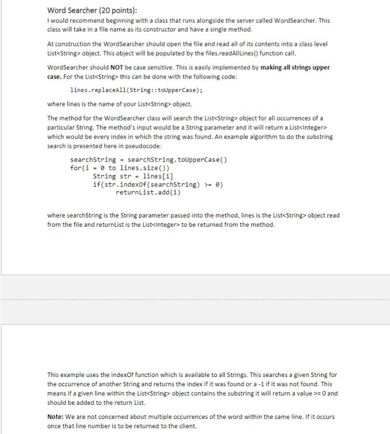 Solved Word Searcher ( 20 points): I would recommend | Chegg.com