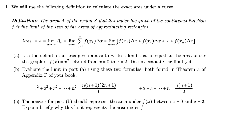 Solved We will use the following definition to calculate the | Chegg.com