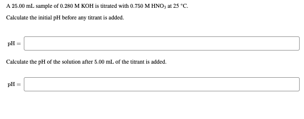 Solved A 25.00 mL sample of 0.280 M KOH is titrated with | Chegg.com
