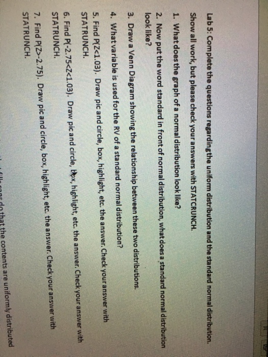 Solved Lab 5: Complete the questions regarding the uniform | Chegg.com