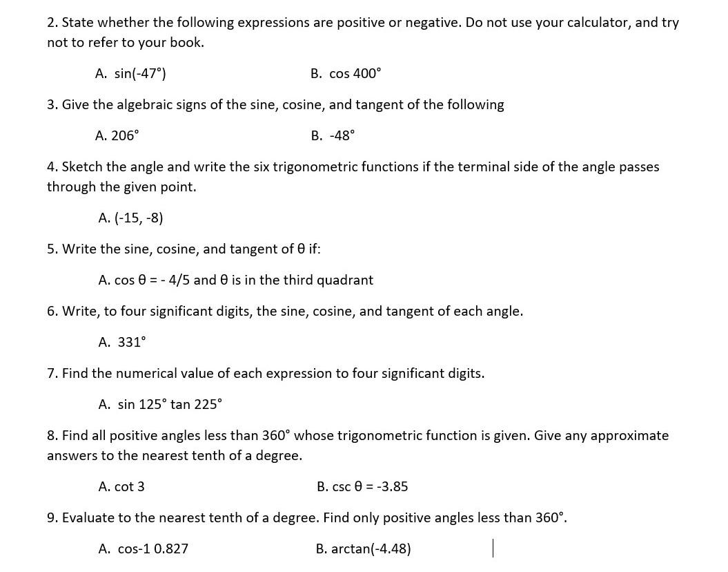 Solved 2. State whether the following expressions are | Chegg.com