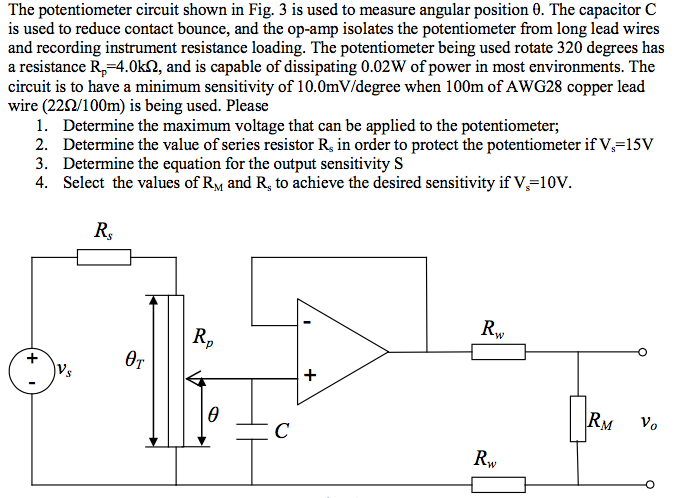 Solved The Potentiometer Circuit Shown In Fig 3 Is Used To