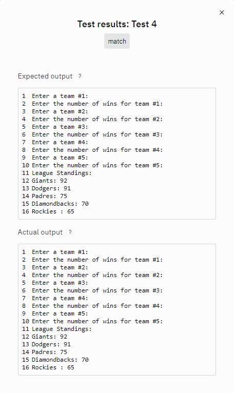 Solved Hello, I got the answer below for the prompt/tests | Chegg.com