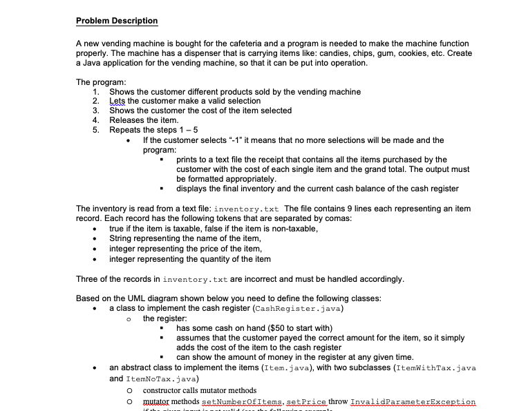 Problem Description A new vending machine is bought | Chegg.com