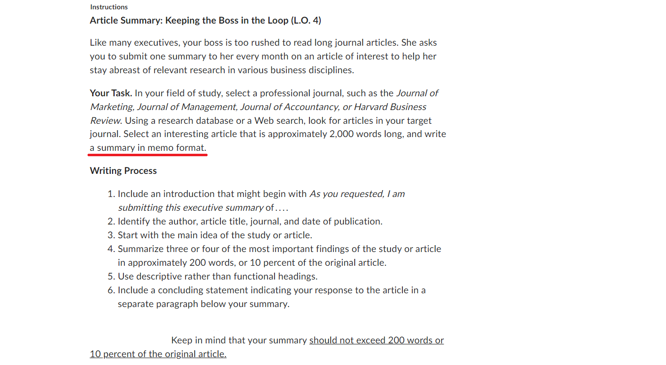 Solved Instructions Article Summary: Keeping the Boss in the | Chegg.com