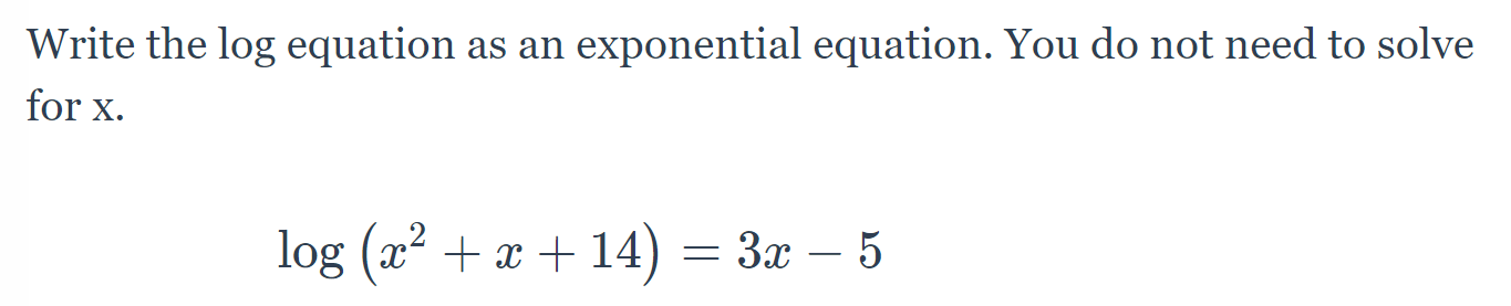Solved Write the log equation as an exponential equation. | Chegg.com