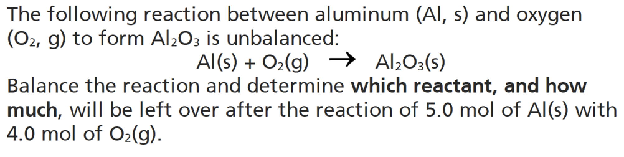 Solved The following reaction between aluminum (Al,s) and | Chegg.com