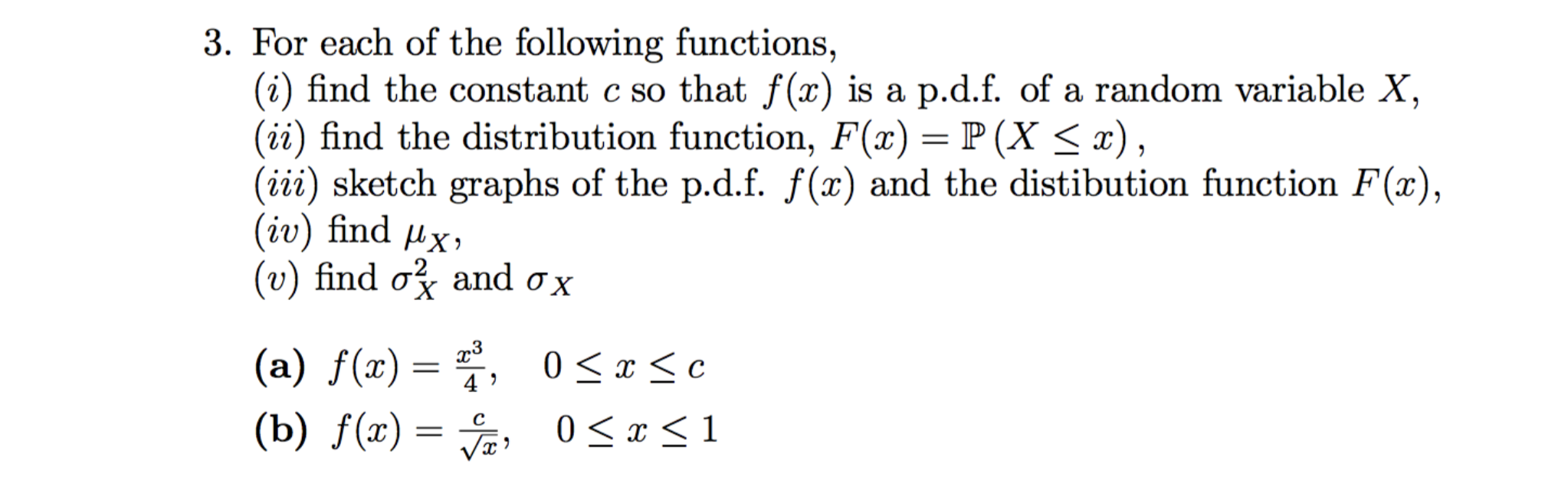 Solved , та ari 3. For each of the following functions, (i) | Chegg.com