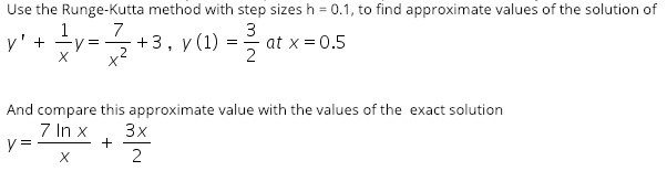 Solved Use the Runge-Kutta method with step sizes h = 0.1, | Chegg.com