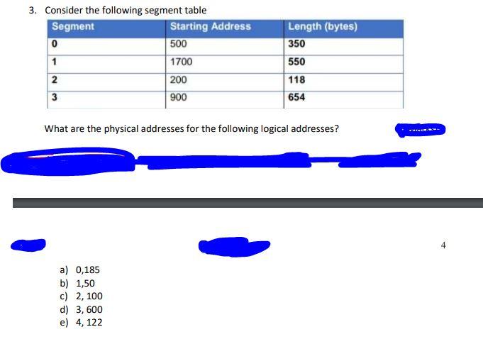 Solved 3. Consider the following segment table Segment | Chegg.com