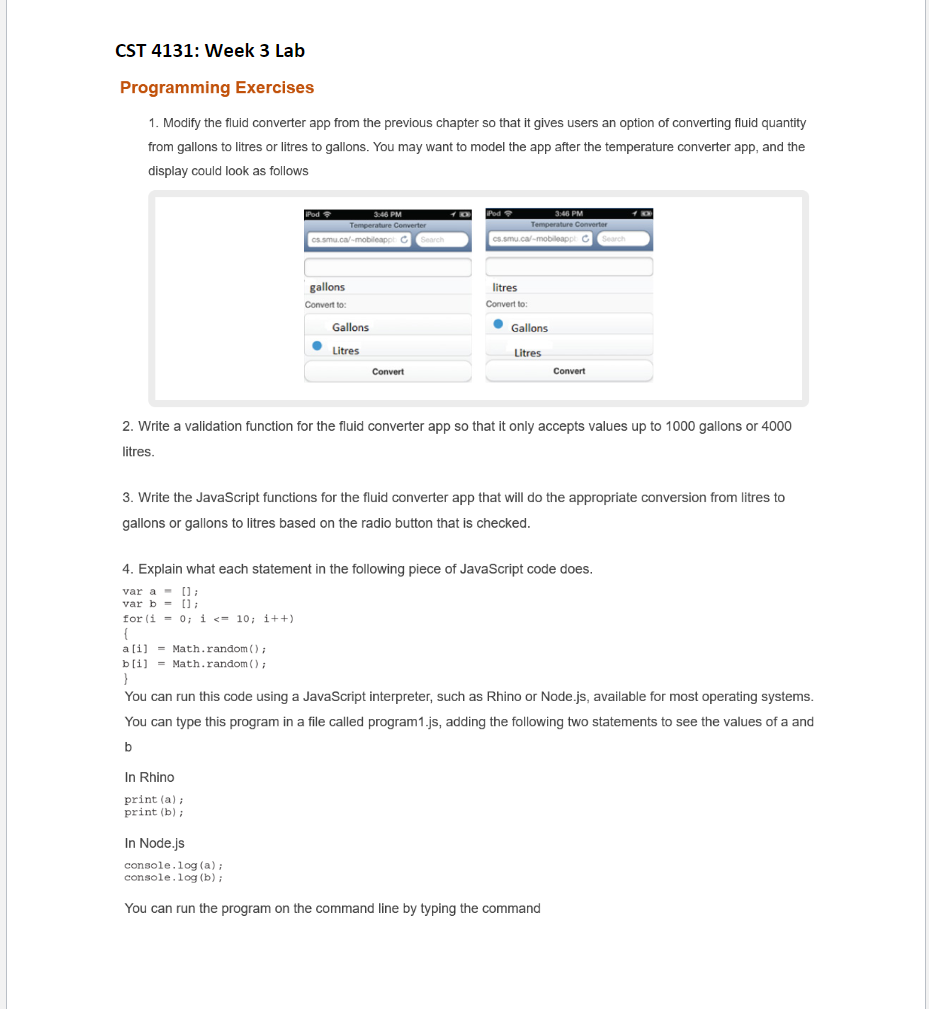 Solved 1. Modify the fluid converter app from the previous | Chegg.com