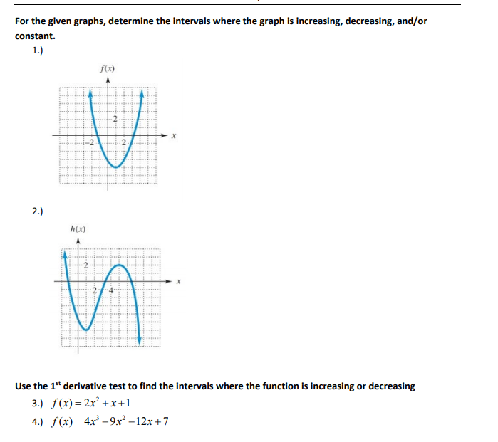 Solved For the given graphs, determine the intervals where | Chegg.com