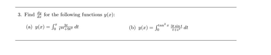 Solved 3. Find dxdy for the following functions y(x) : (a) | Chegg.com