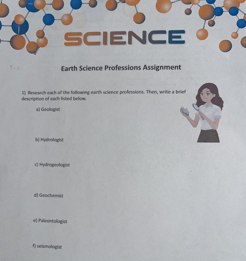 Solved Earth Science Professions Assignment 1) Research each | Chegg.com