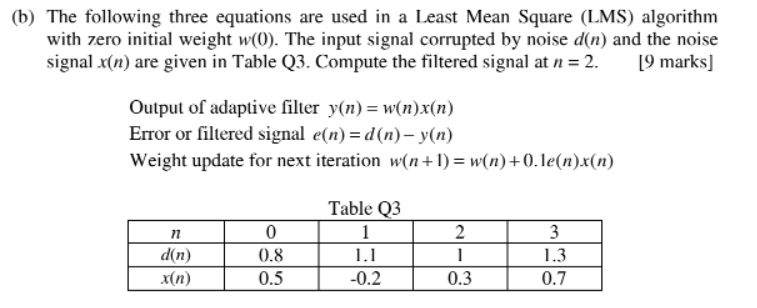 Solved (b) The following three equations are used in a Least | Chegg.com
