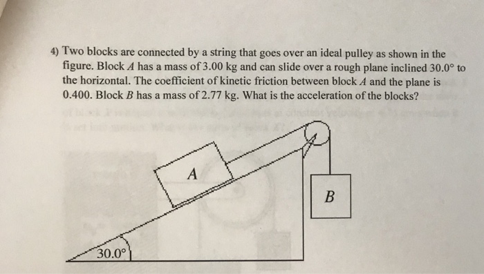 Solved 4) Two blocks are connected by a string that goes | Chegg.com
