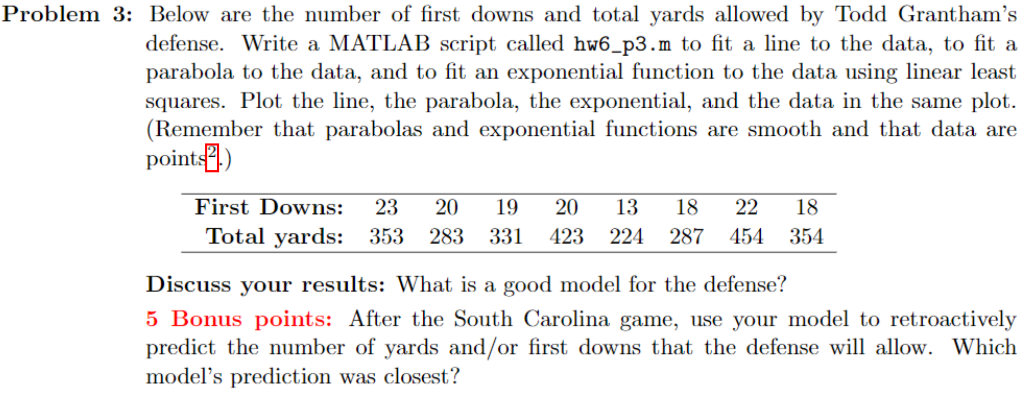 Problem 3: Below are the number of first downs and | Chegg.com