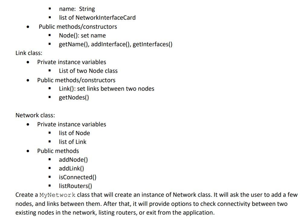Solved - name: String - list of NetworkInterfaceCard - | Chegg.com