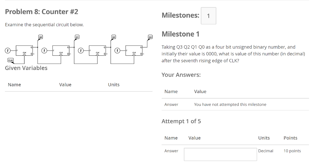 Solved Problem 8: Counter #2 Milestones: 1 Examine the | Chegg.com