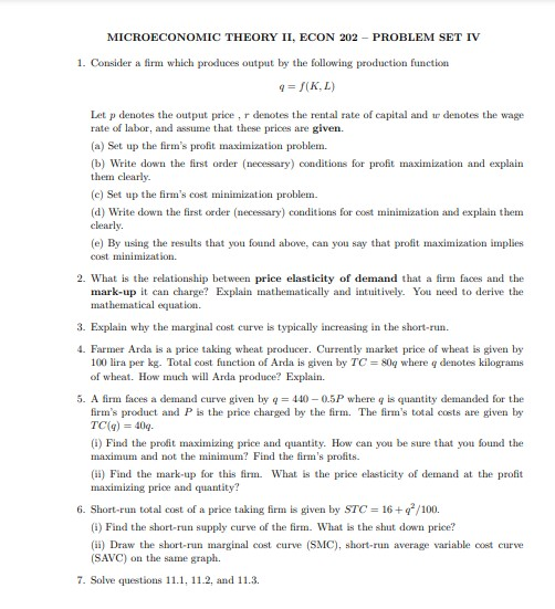 MICROECONOMIC THEORY II, ECON 202 - PROBLEM SET IV 1. | Chegg.com