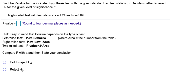 Solved Find the P-value for the indicated hypothesis test | Chegg.com