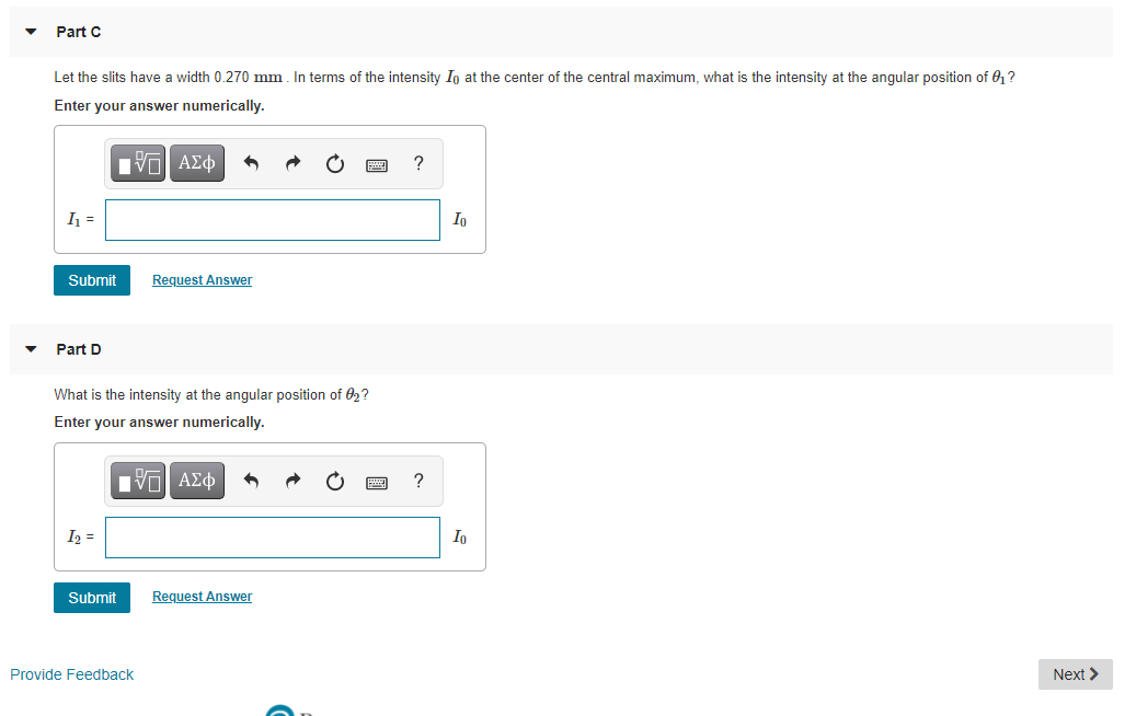 Solved Part A An interference pattern is produced by light | Chegg.com