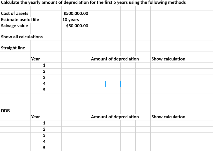 Solved Calculate the yearly amount of depreciation for the | Chegg.com