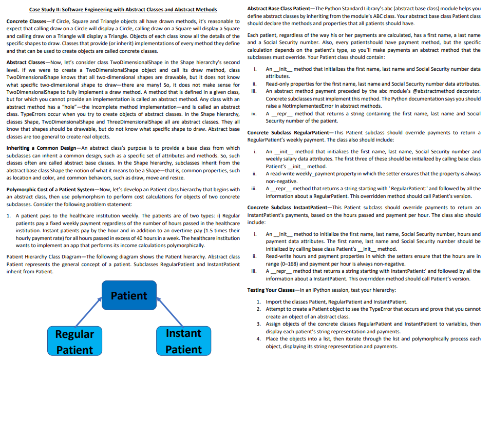 Solved Case Study ll: Software Engineering with Abstract | Chegg.com