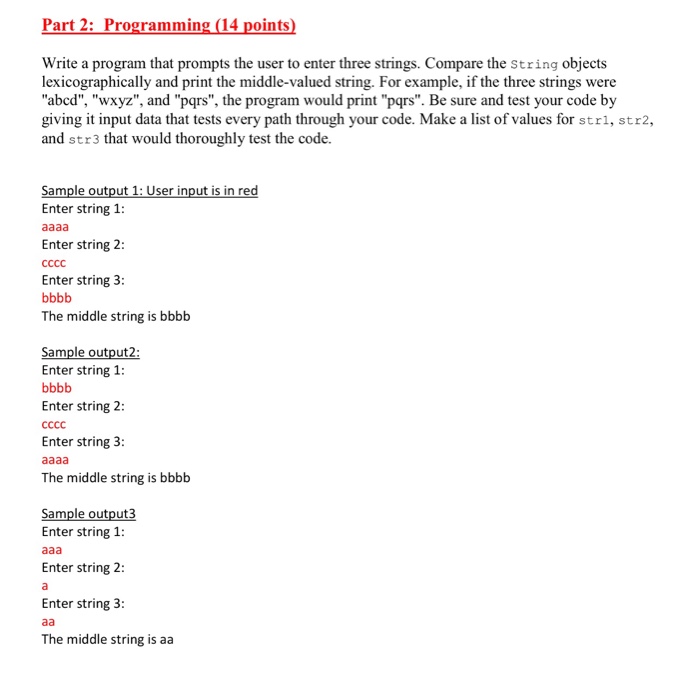 Solved Part 2: Programming (14 points Write a program that | Chegg.com