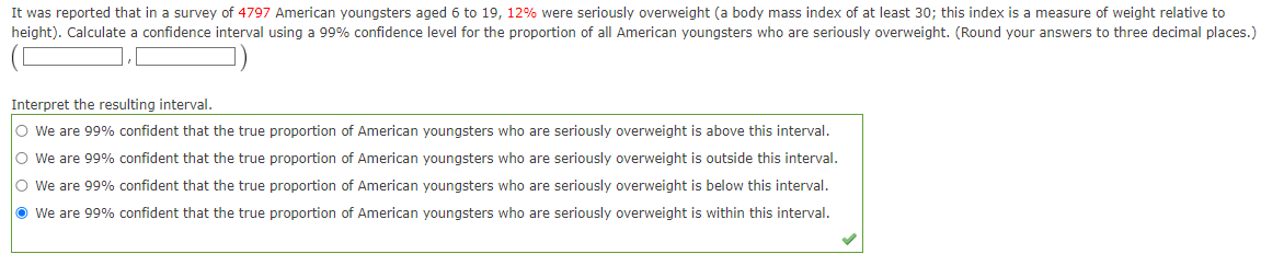 Solved It was reported that in a survey of 4797 American | Chegg.com