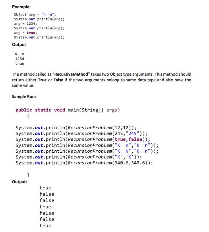 Solved a) Trace the following recursive method for the | Chegg.com