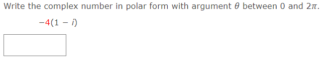 Solved Write the complex number in polar form with argument | Chegg.com
