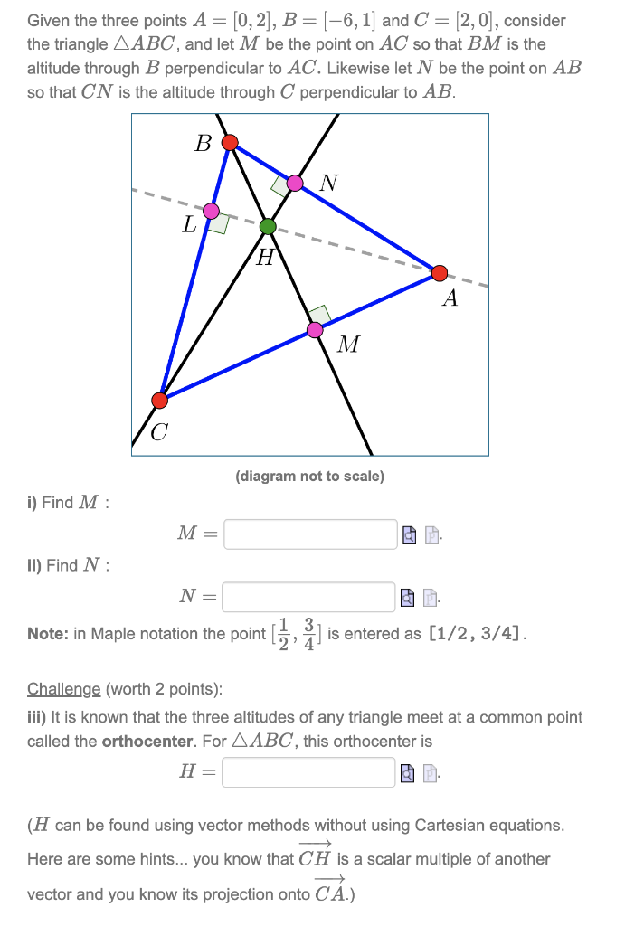 Solved Given the three points A=[0,2],B=[−6,1] and C=[2,0], | Chegg.com