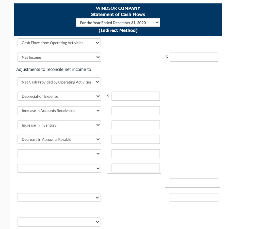 Solved Condensed financial data of Windsor Company for 2020 | Chegg.com
